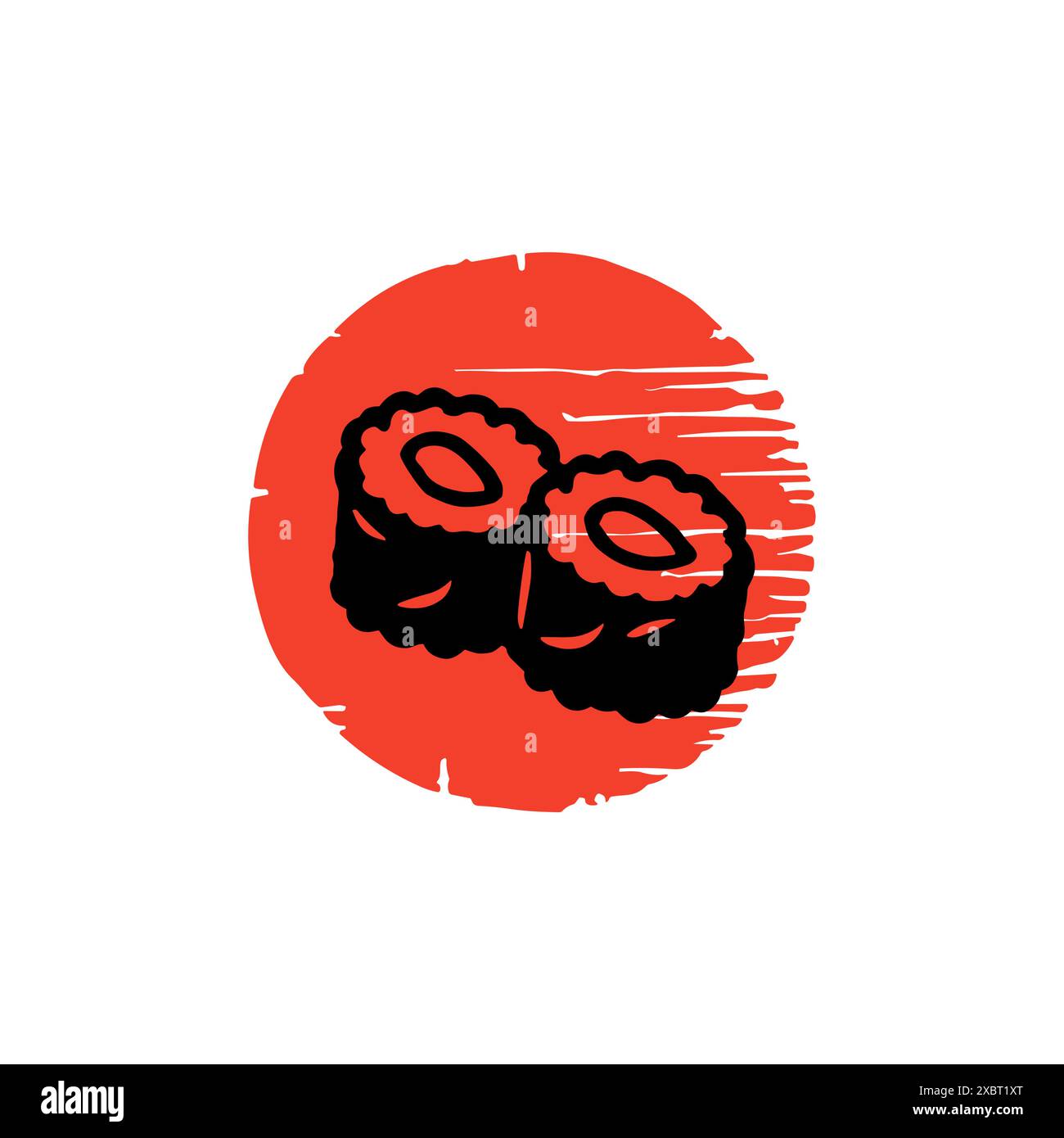 Stylized sushi rolls set red japan flag. Japanese flag design ...