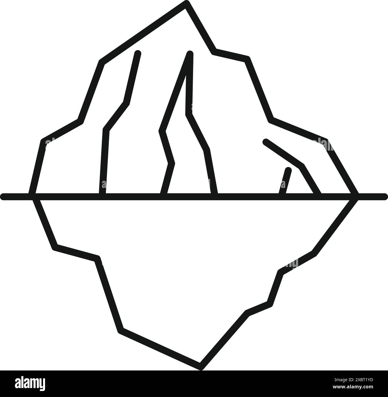 Simple line drawing of an iceberg floating on the ocean with a visible ...