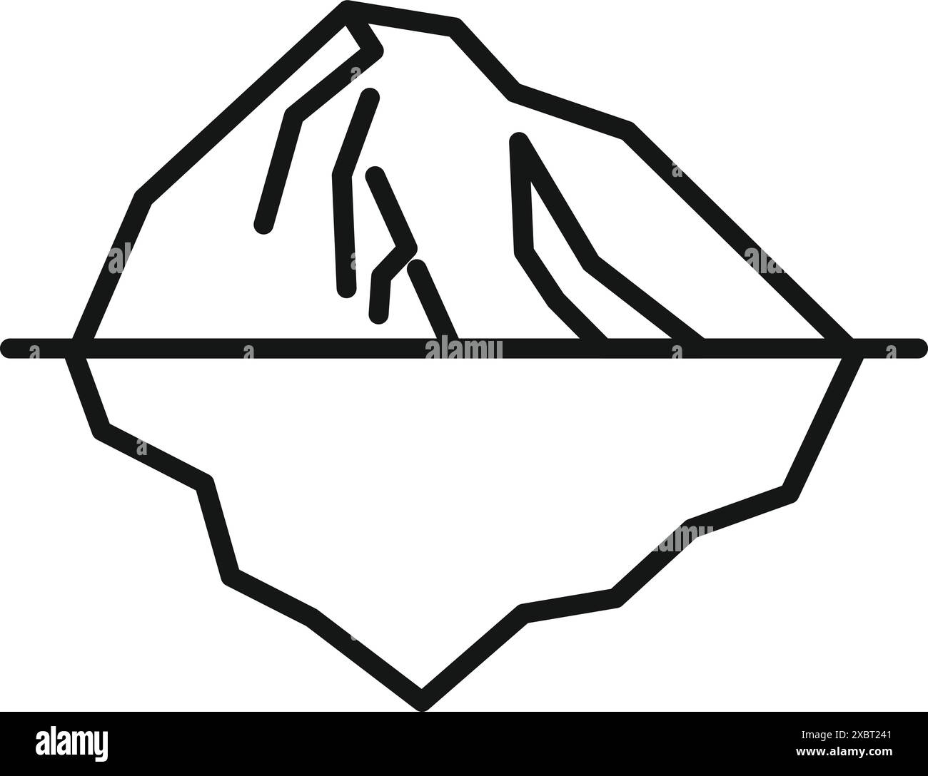 Iceberg floating with a large portion of ice hidden below the waterline ...