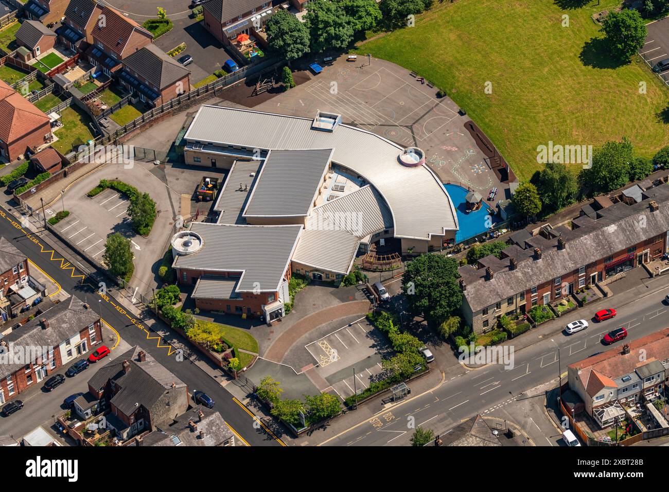 Aerial photo of Bamber Bridge Methodist Church from 1500 feet Stock ...