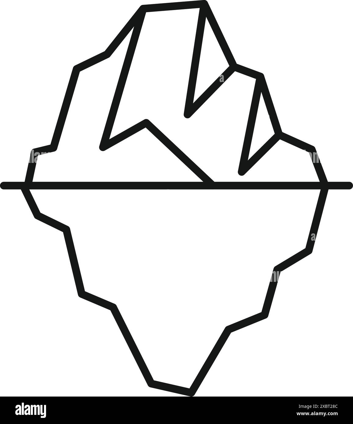 Line art icon of a large iceberg floating with a large section hidden ...