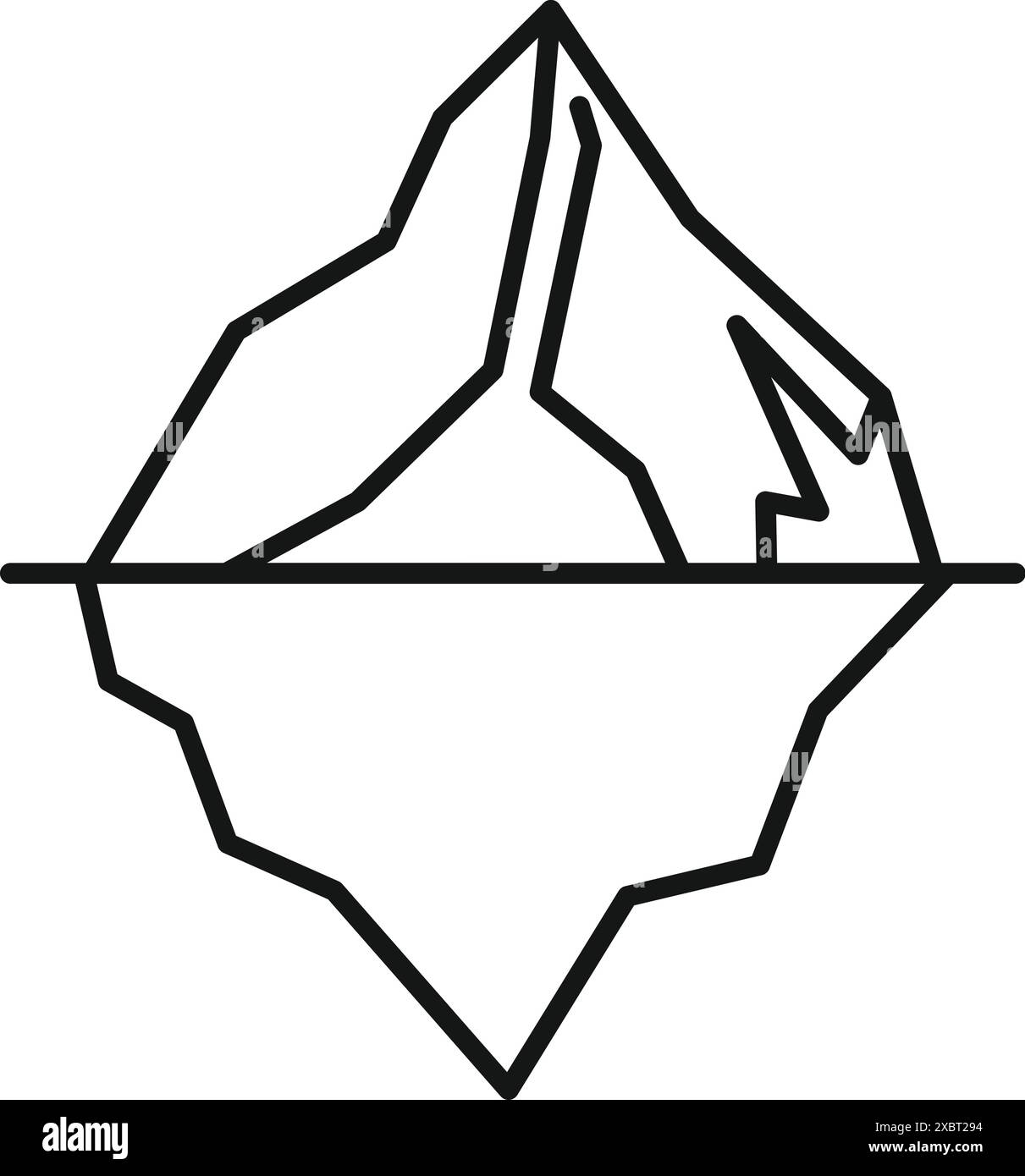 Line art icon illustration of an iceberg floating with a large section ...