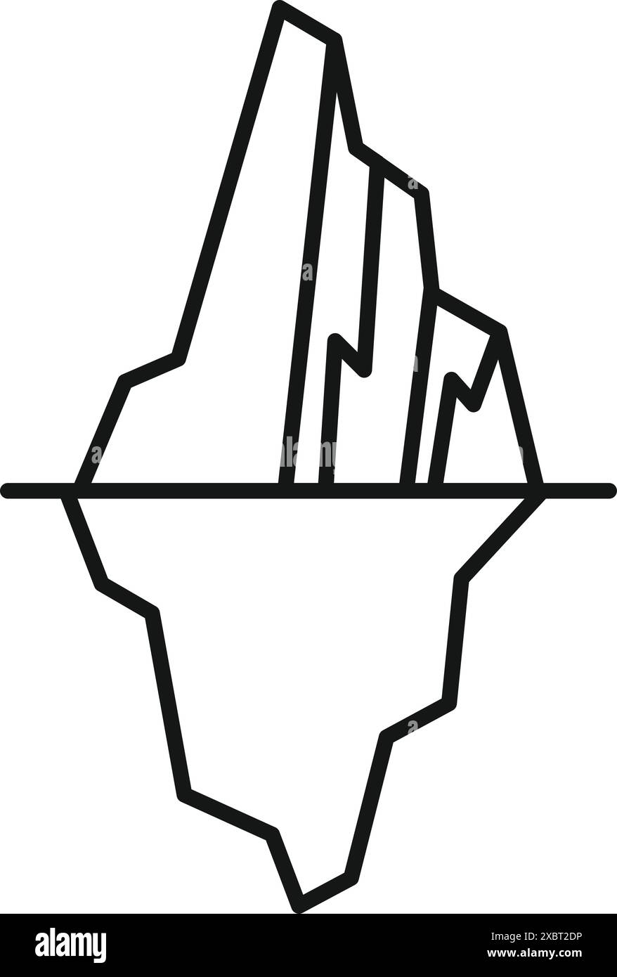 Line drawing of an iceberg floating with a large section hidden below ...