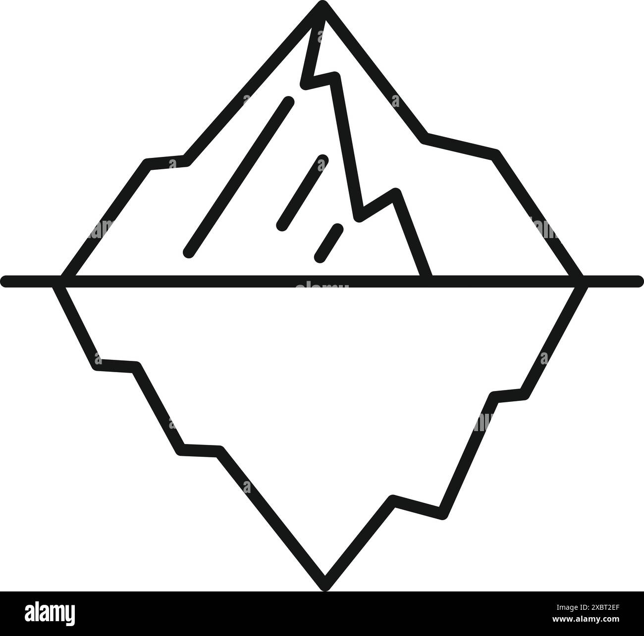 Line drawing of an iceberg floating with a large section hidden under ...