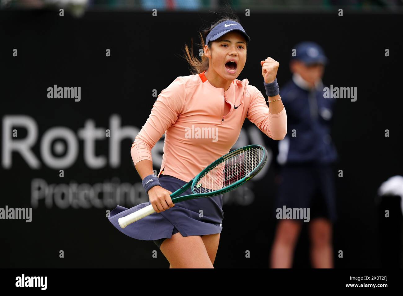 Emma Raducanu Celebrates A Point Against Daria Snigur On Day Four Of