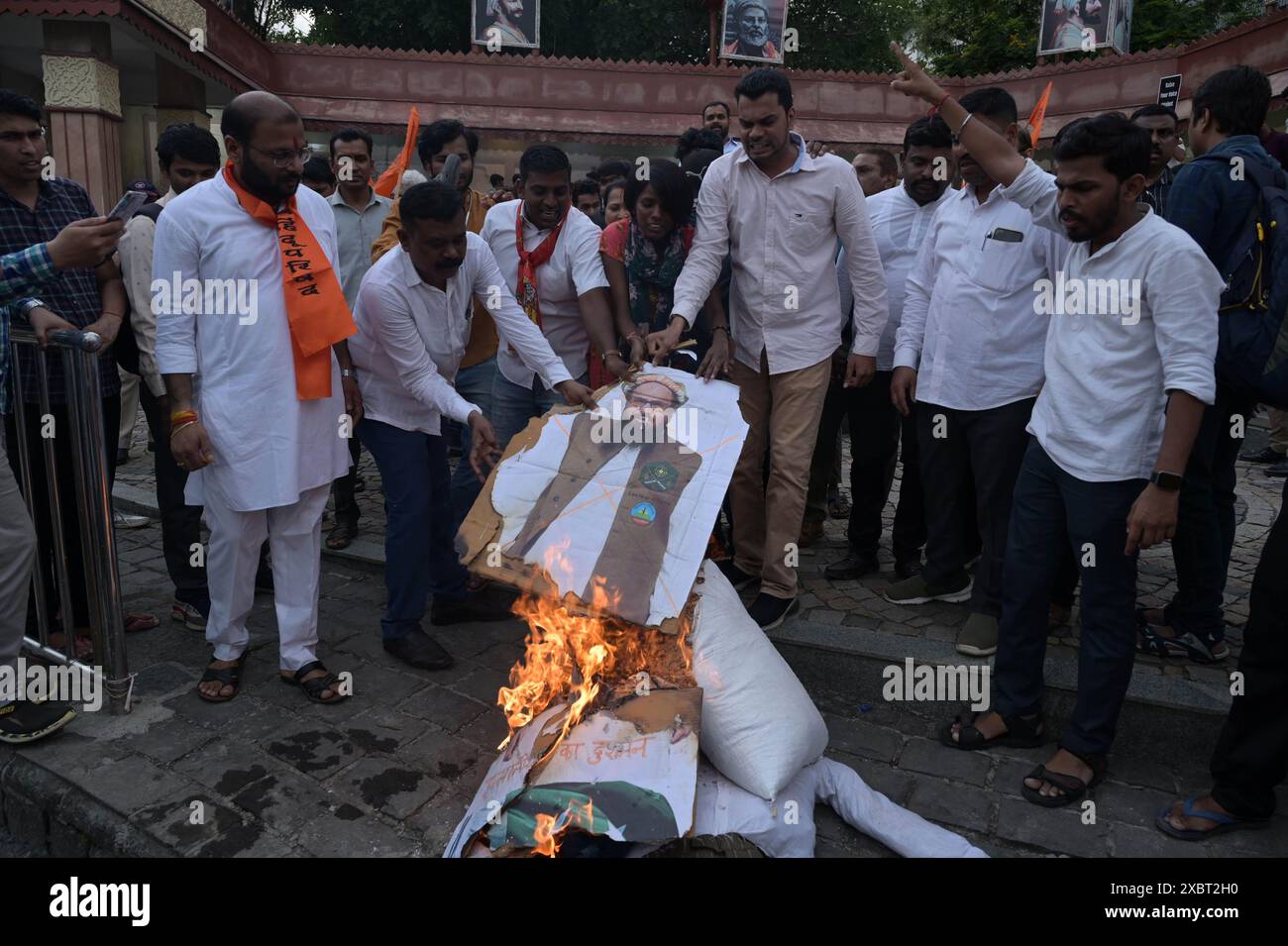 NAVI MUMBAI, INDIA - JUNE 12: Bajrang Dal (VHP) protest against J&K ...