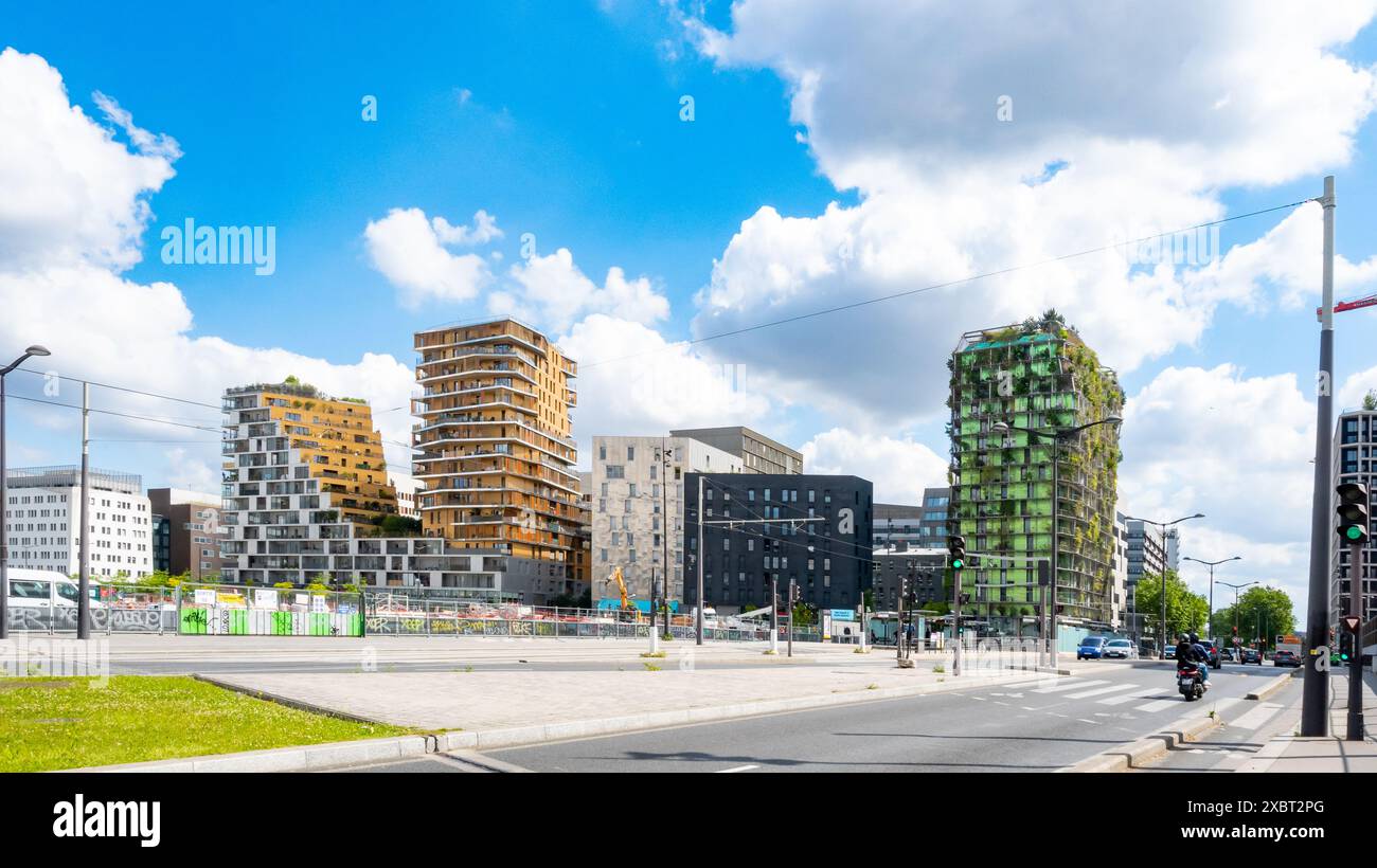 Paris, France, Cityscape with modern architecture in the 13th district ...
