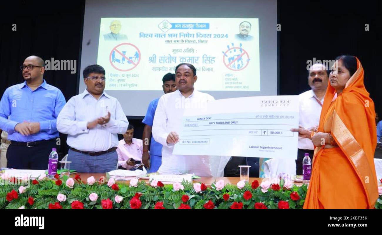PATNA, INDIA - JUNE 12: Bihar Labour Resources Minister Santosh Kumar ...