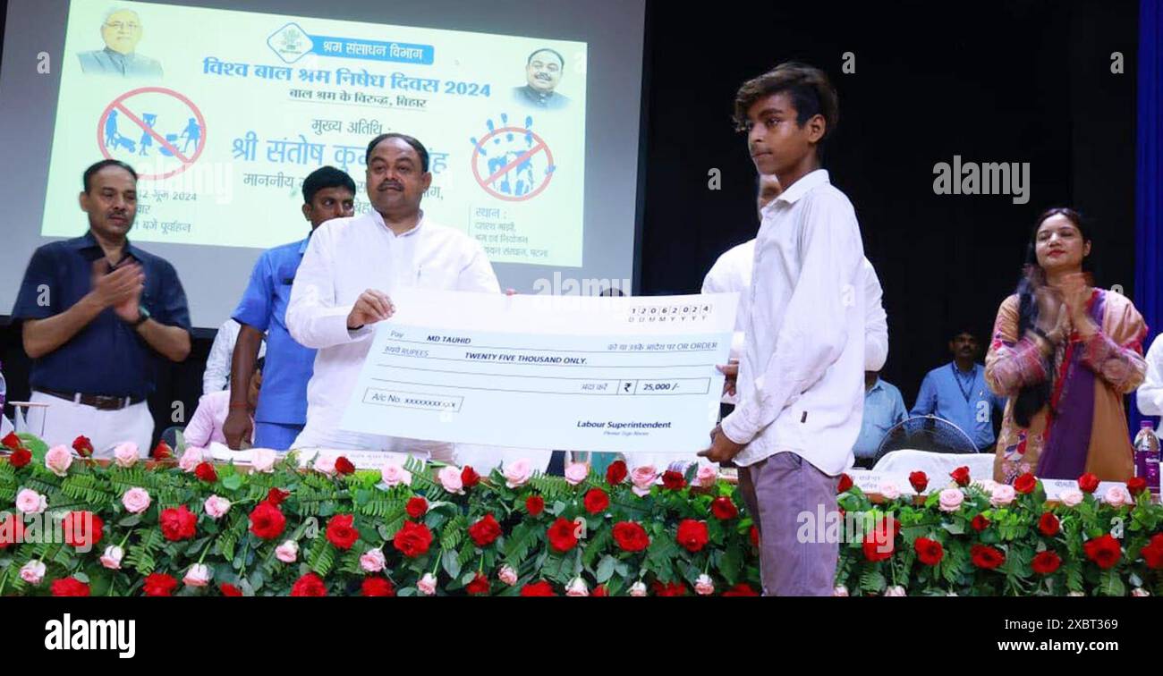 PATNA, INDIA - JUNE 12: Bihar Labour Resources Minister Santosh Kumar ...