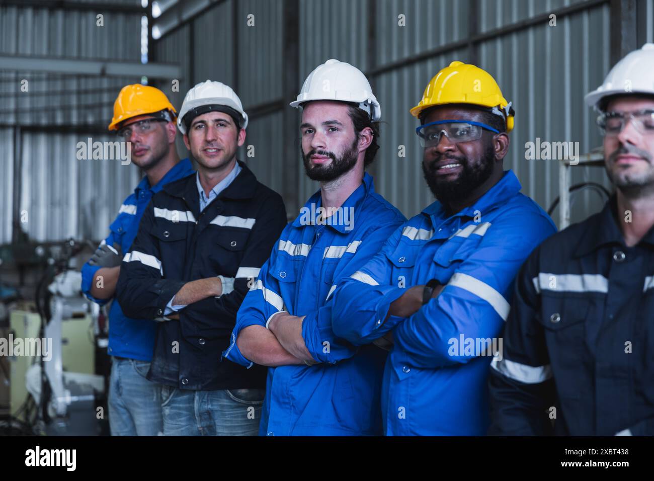 Team of successful group of male and female, corporate workers stand ...