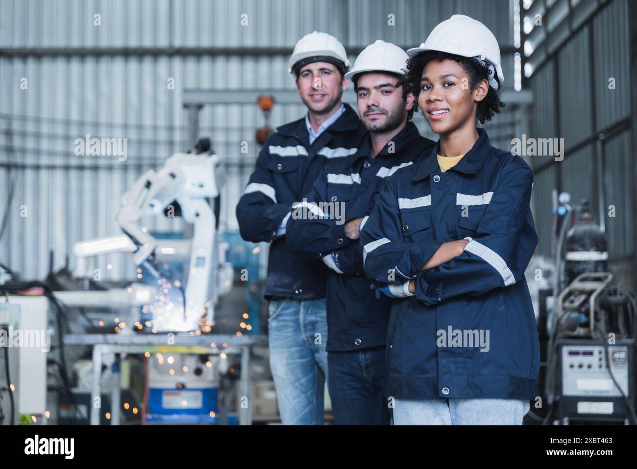 Team of successful group of male and female, corporate workers stand ...