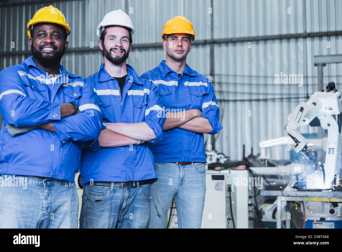 Team of successful group of male and female, corporate workers stand ...