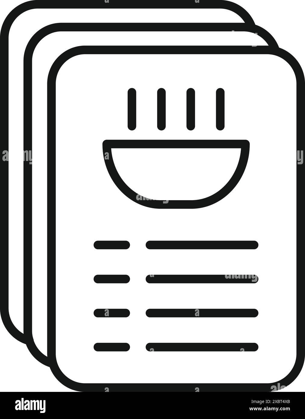 Simple line icon representing a restaurant menu with a steaming bowl of ...