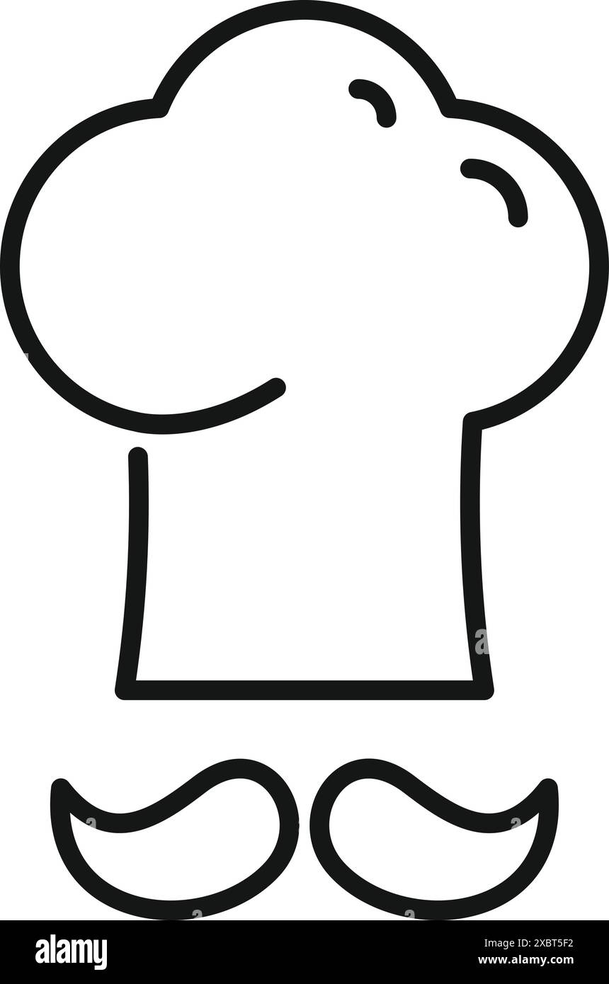Line art illustration of a chef's toque hat with a mustache symbolizing ...