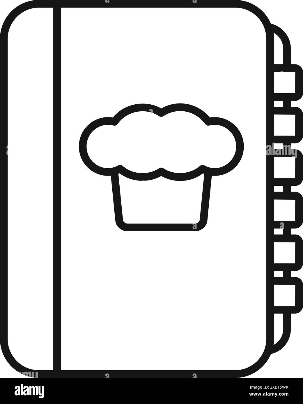 Simple line drawing of a recipe book, perfect for representing ...