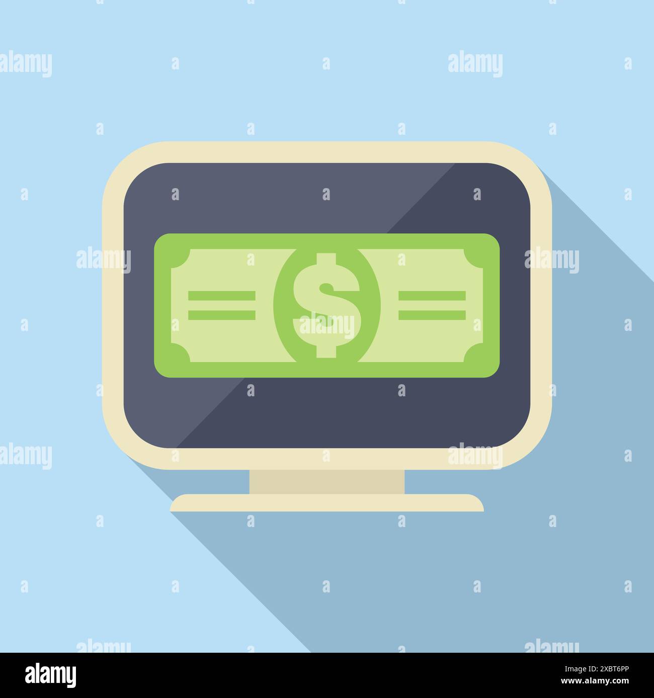 Online banking transaction showing dollar banknote on computer screen ...