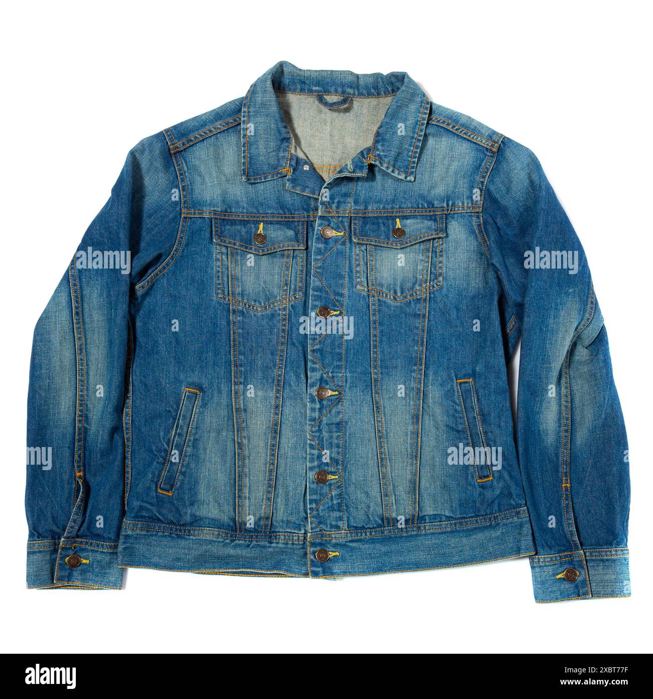 Classic Denim jacket on white background Stock Photo - Alamy