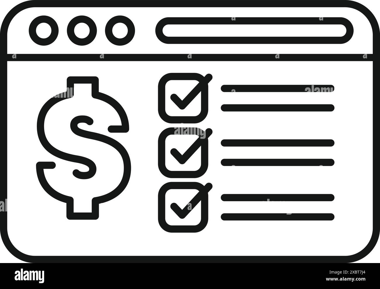 Simple line icon illustration of a web browser completing an online ...