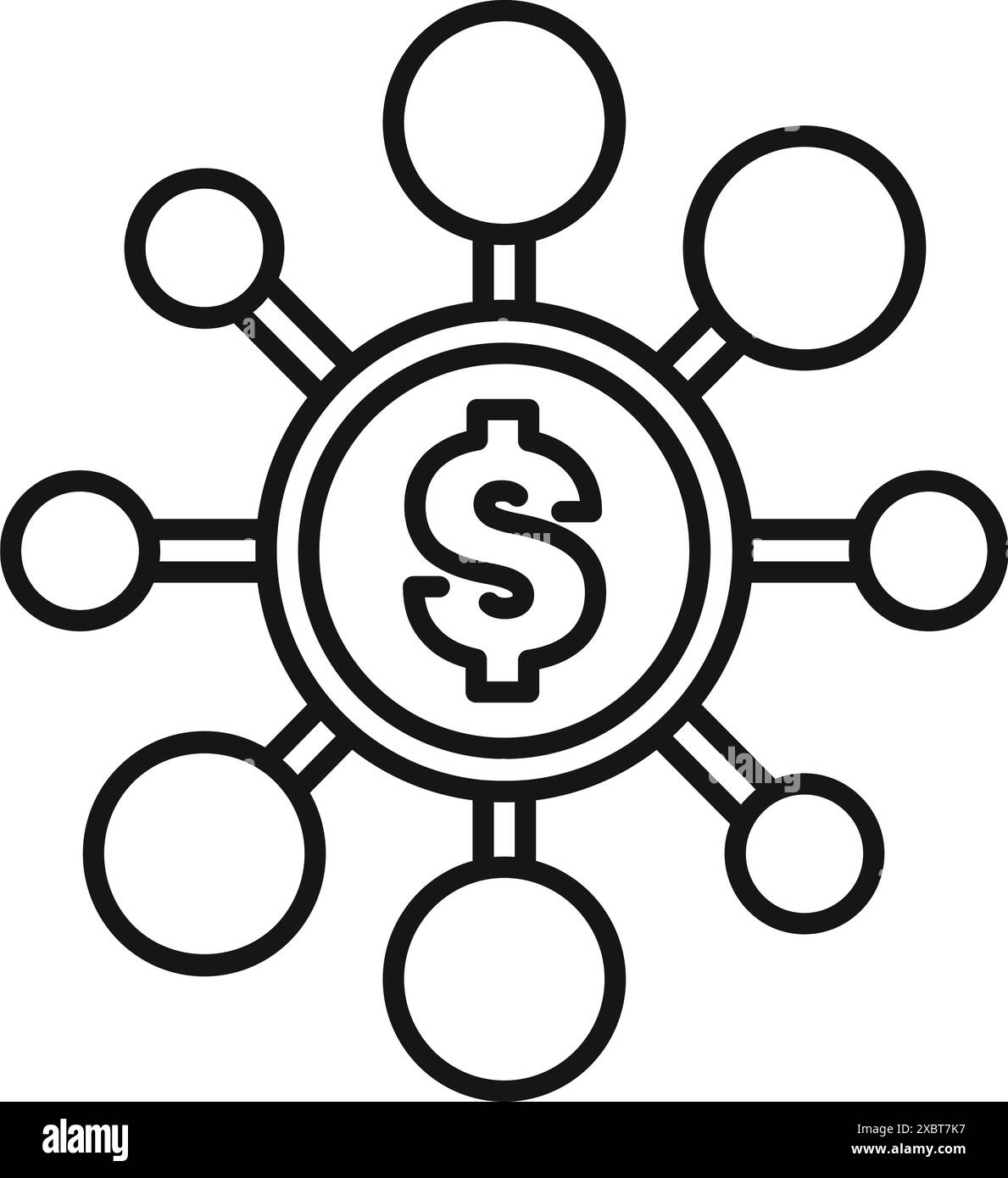 This icon represents a network connecting global financial resources ...