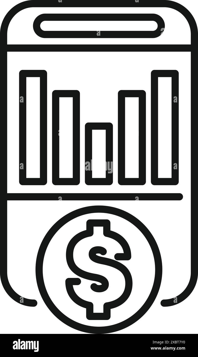 Mobile banking app showing growing money revenue statistics in graphic ...