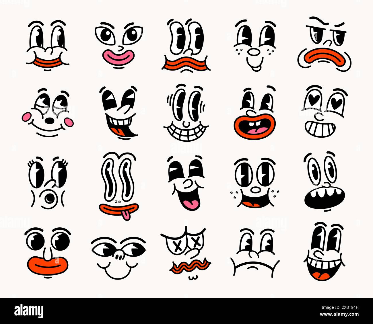 Retro cartoon characters funny faces Stock Vector Image & Art - Alamy