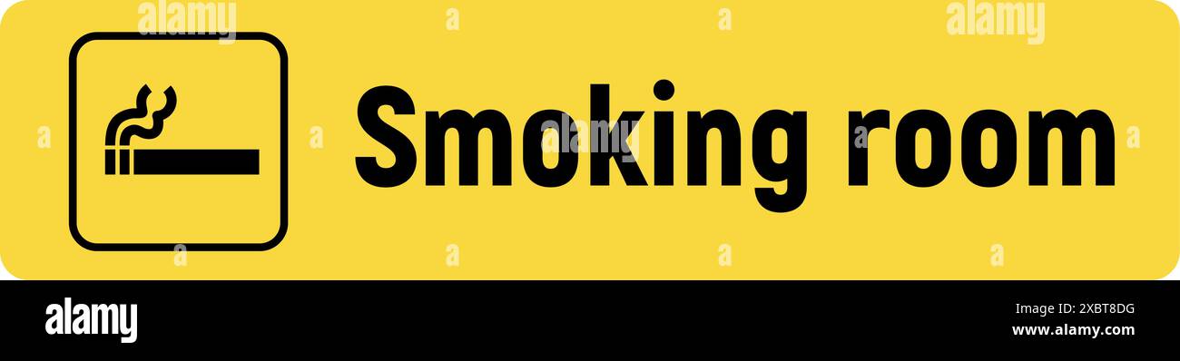 Smoking room sign cigarette icon. Yellow airport smoking room area ...
