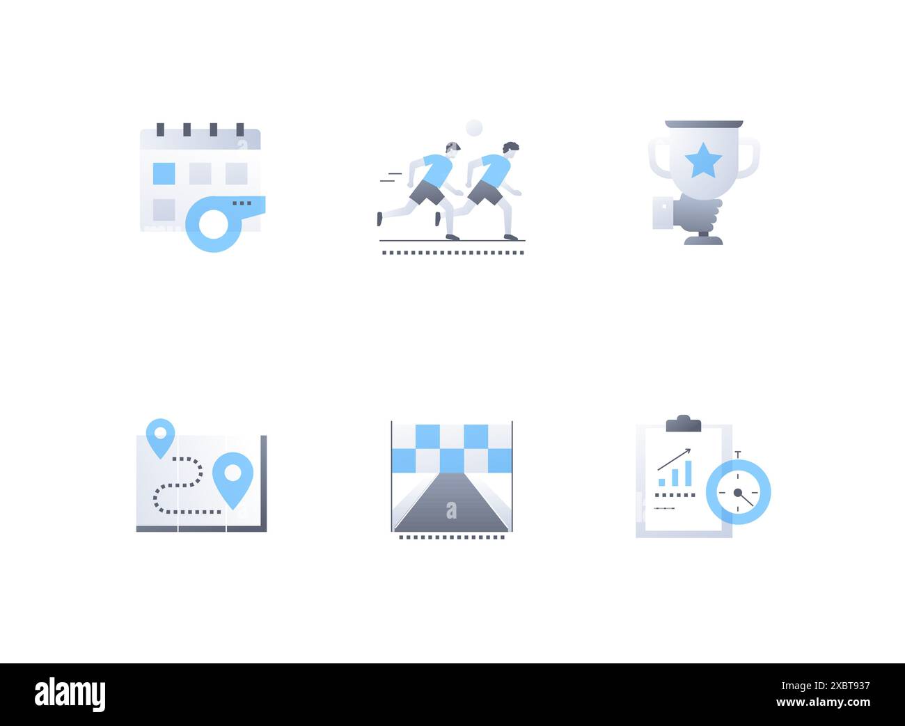 Sports competition and finish - flat design style icons set Stock ...