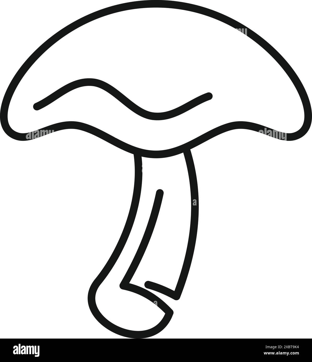Simple line drawing of a mushroom with a thick stem and wavy cap, ideal ...
