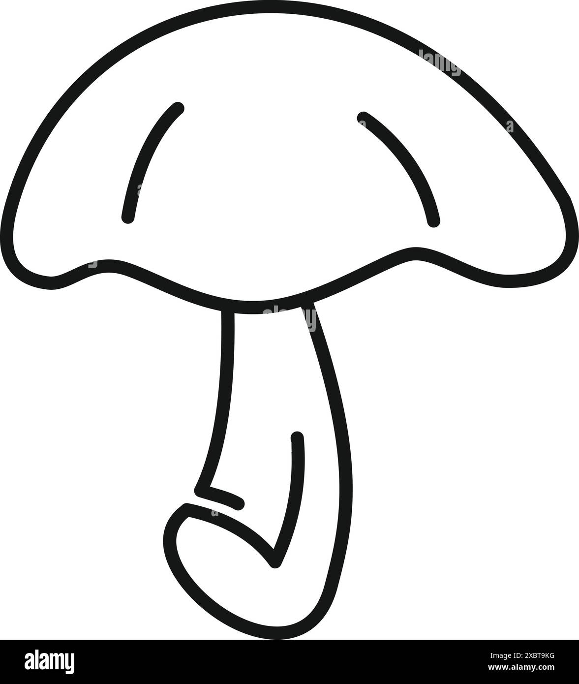 Simple line drawing of a mushroom with a wide cap and thick stalk ...