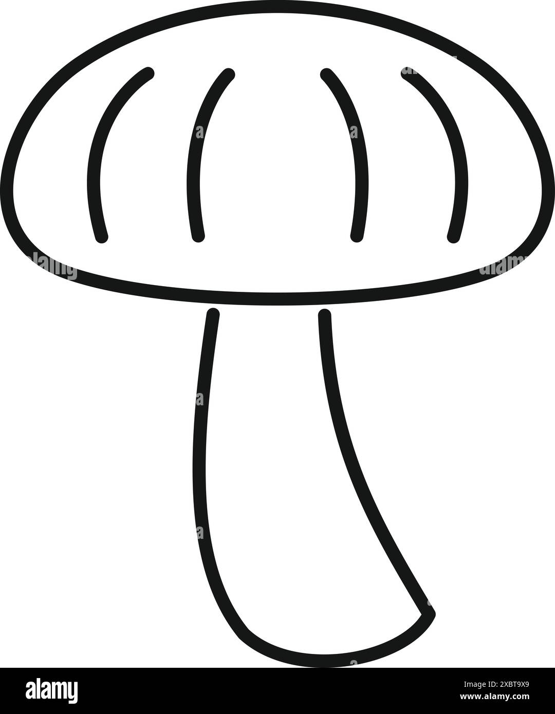 Simple line drawing of a mushroom with gills growing in a forest Stock ...