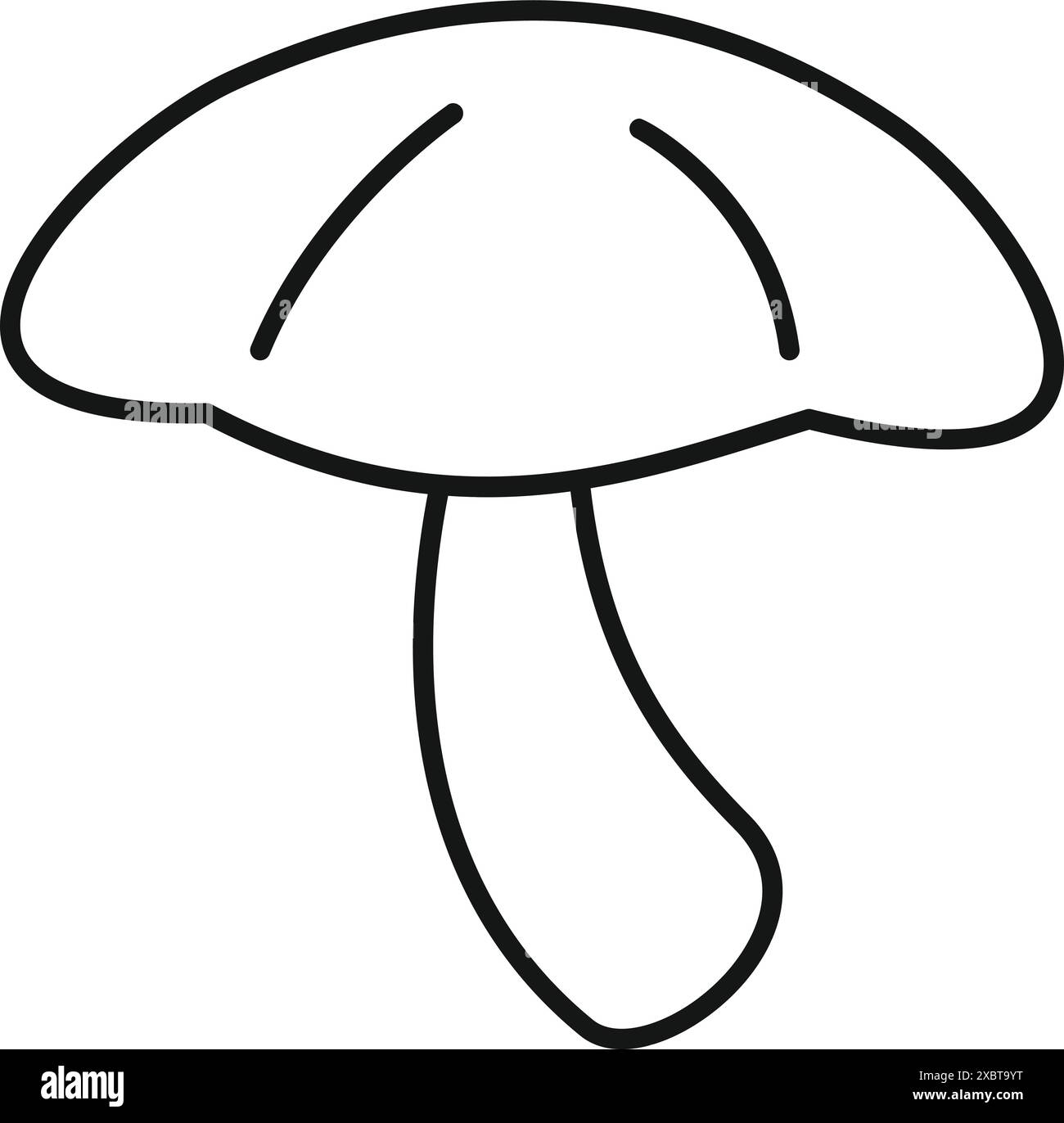 Simple line art illustration of a mushroom, ideal for representing ...