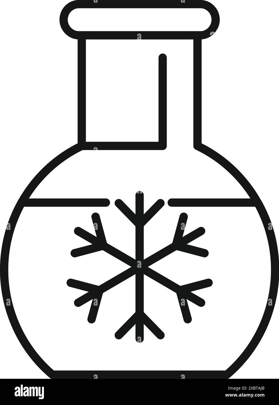 Laboratory flask containing a frozen chemical substance, represented by ...