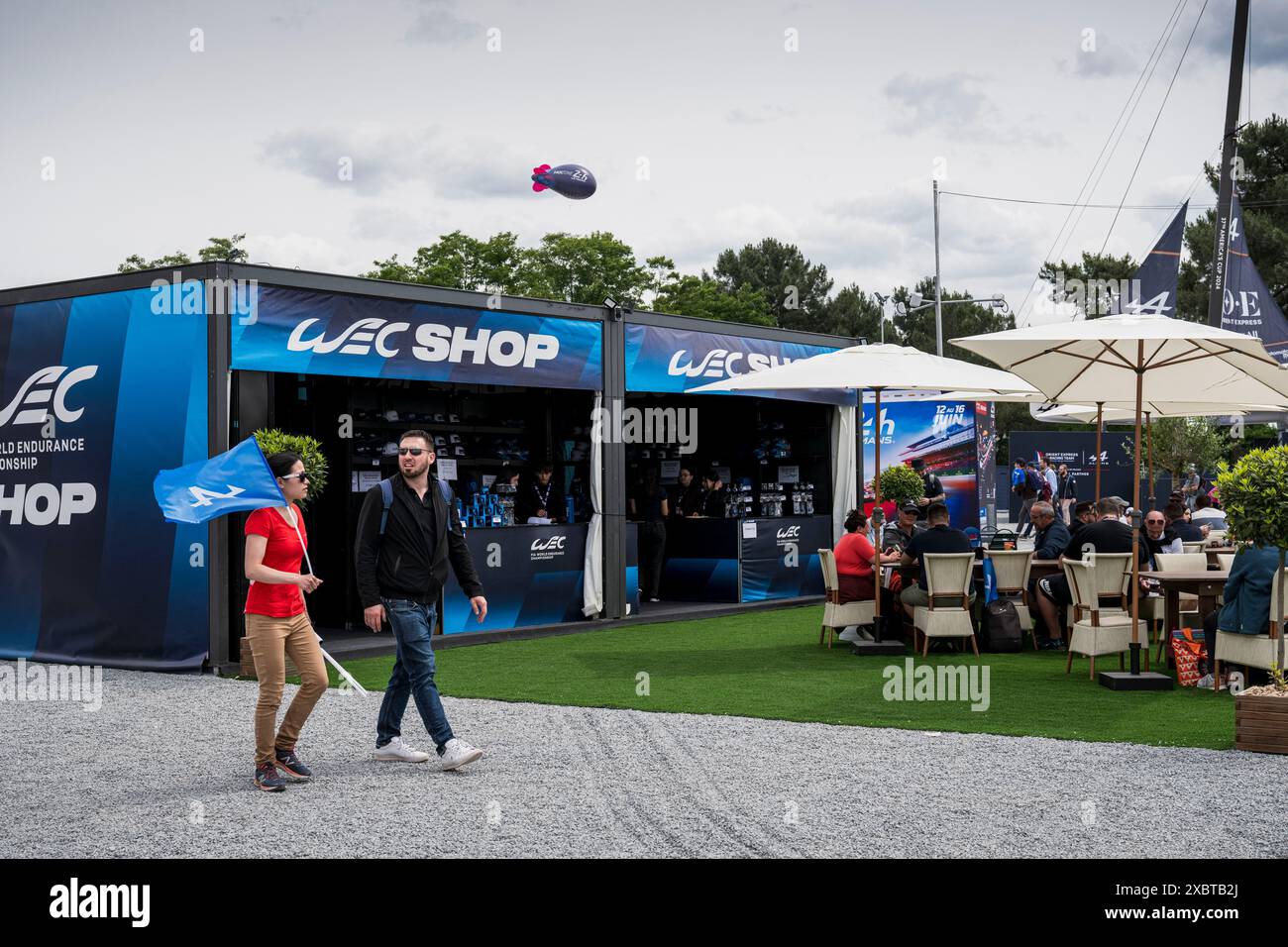 Le Mans, France. 13th June, 2024. Fan village, fans, supporters, public ...
