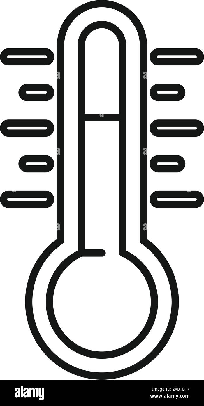 Simple linear icon of a thermometer with the temperature increasing ...
