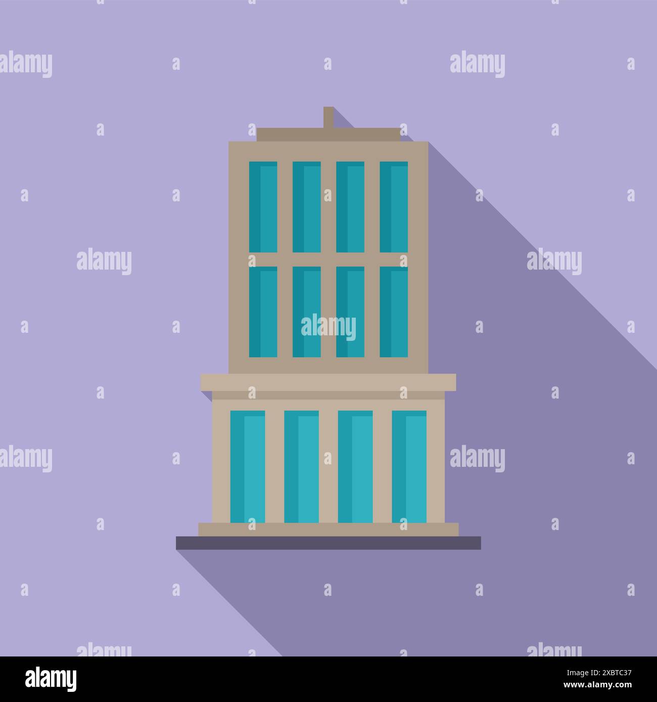 Contemporary office building with a glass facade is casting a long ...