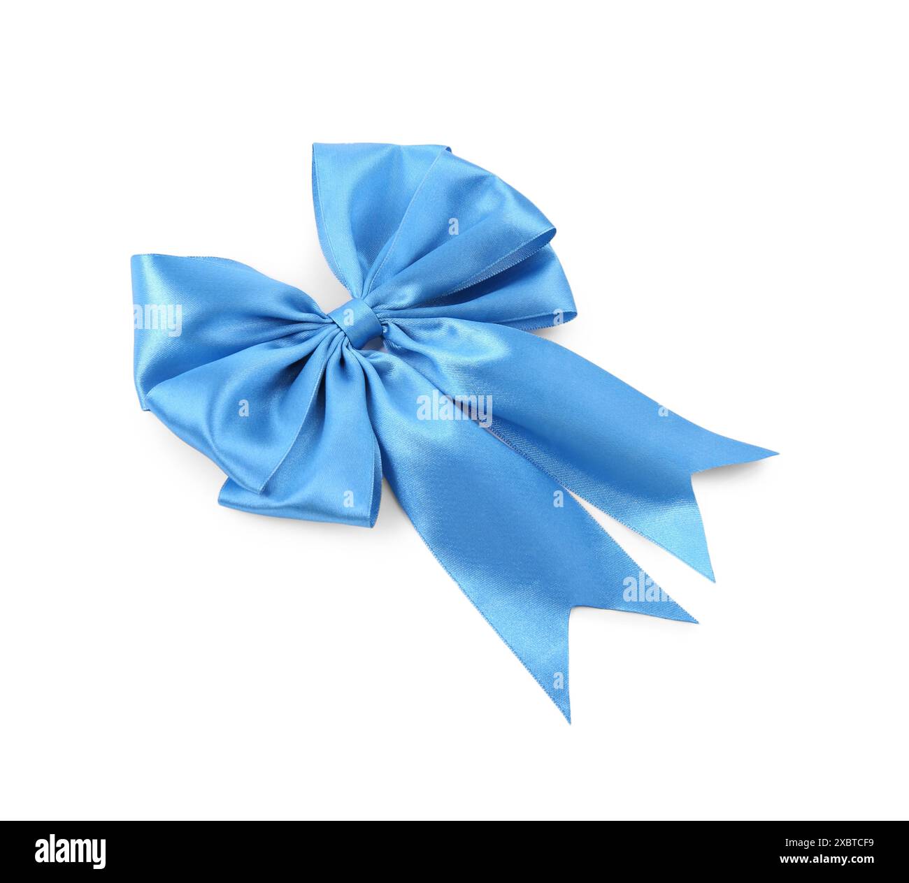 Light blue satin ribbon bow isolated on white Stock Photo - Alamy