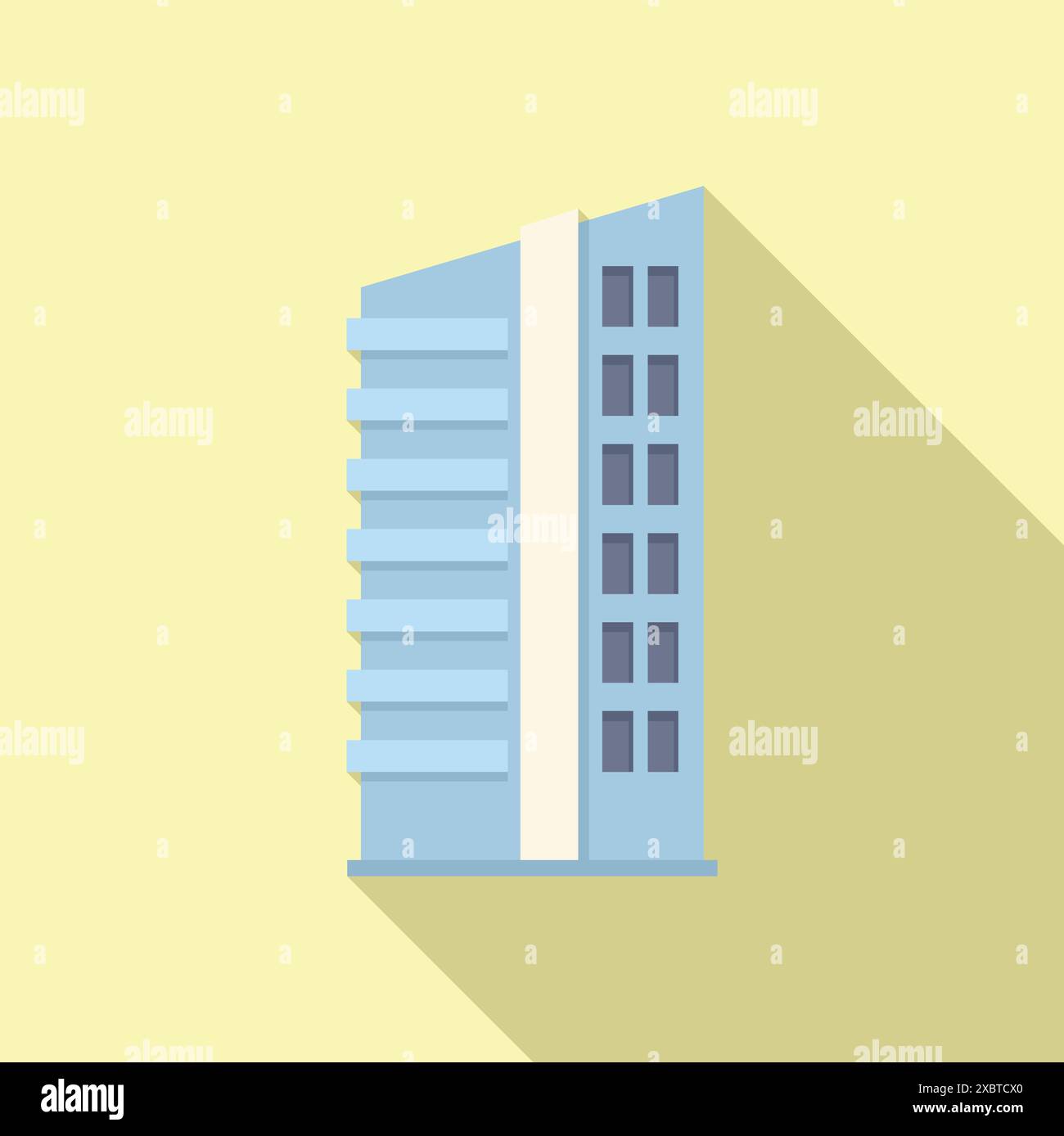 Modern building is standing tall in an urban landscape, casting a long ...