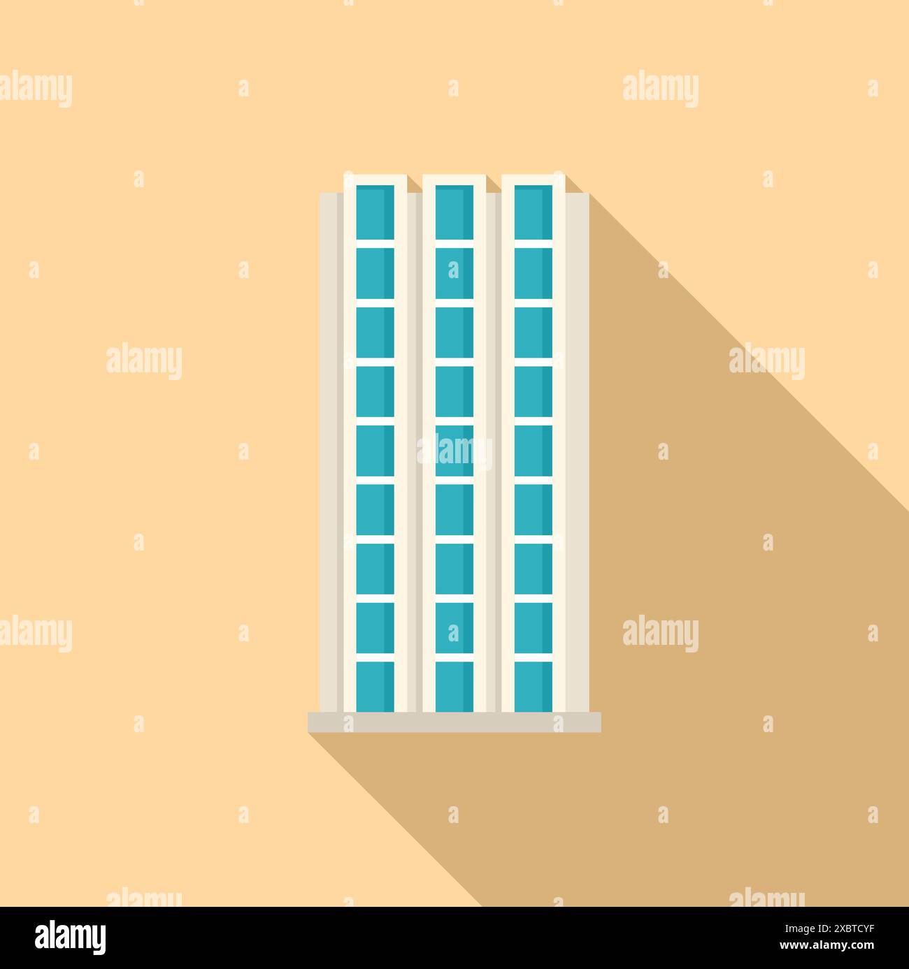 Modern office building with large windows is casting a long shadow on a ...