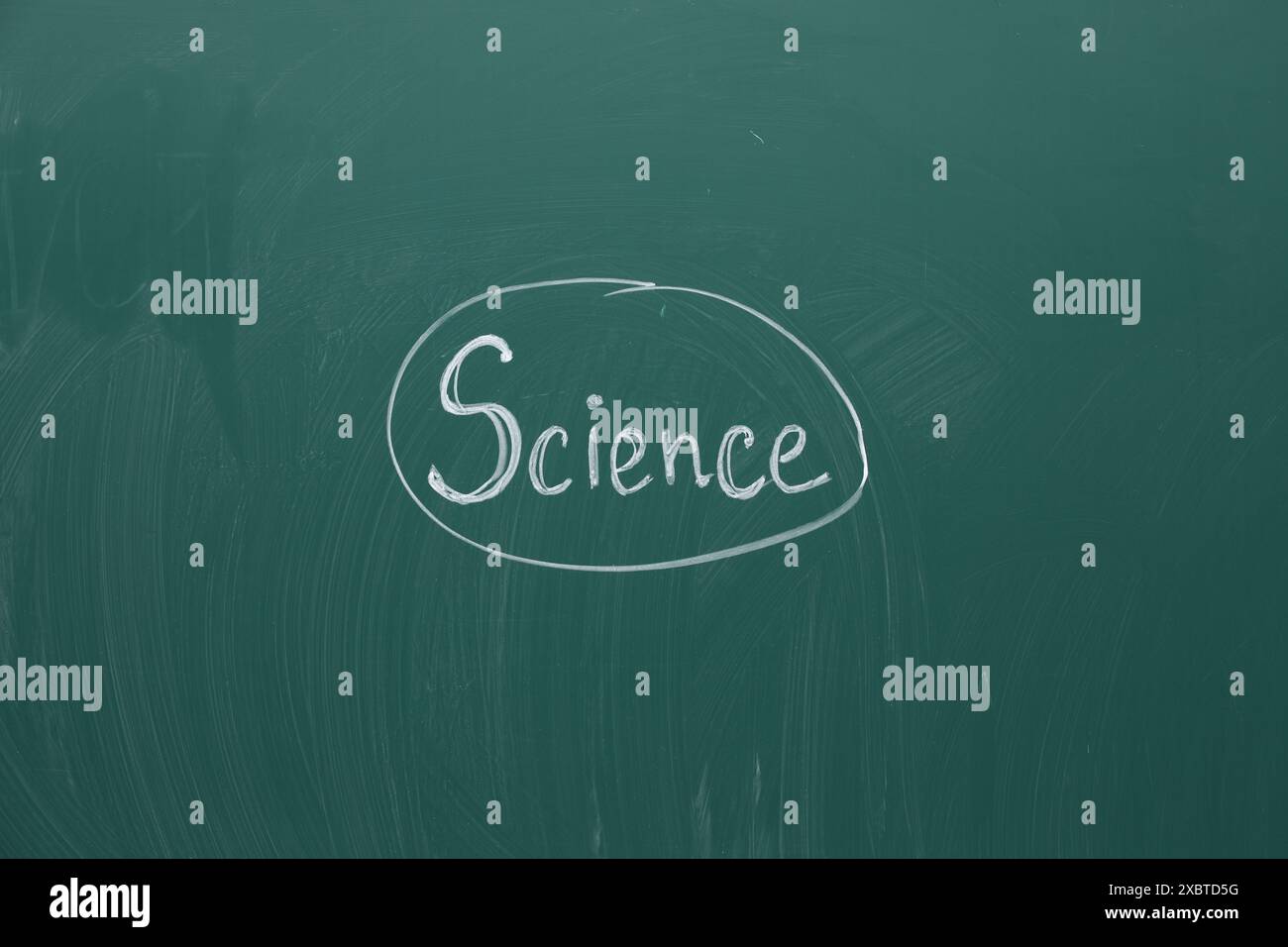 Word Science written with chalk on green board Stock Photo - Alamy