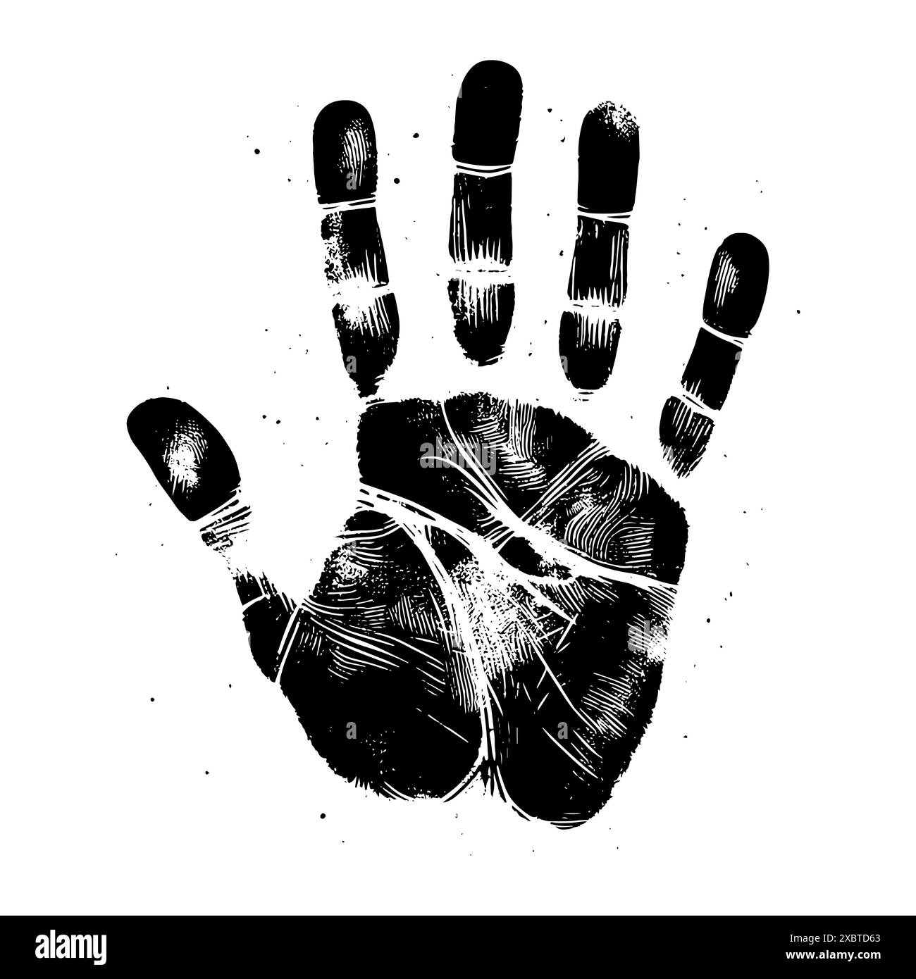 Grunge handprint human. Black handprint on white background Stock ...