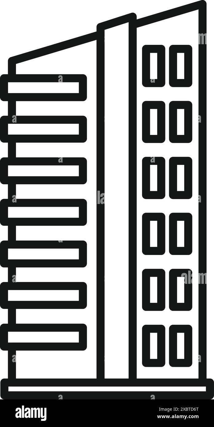 Simple line art of a building facade representing city life ...