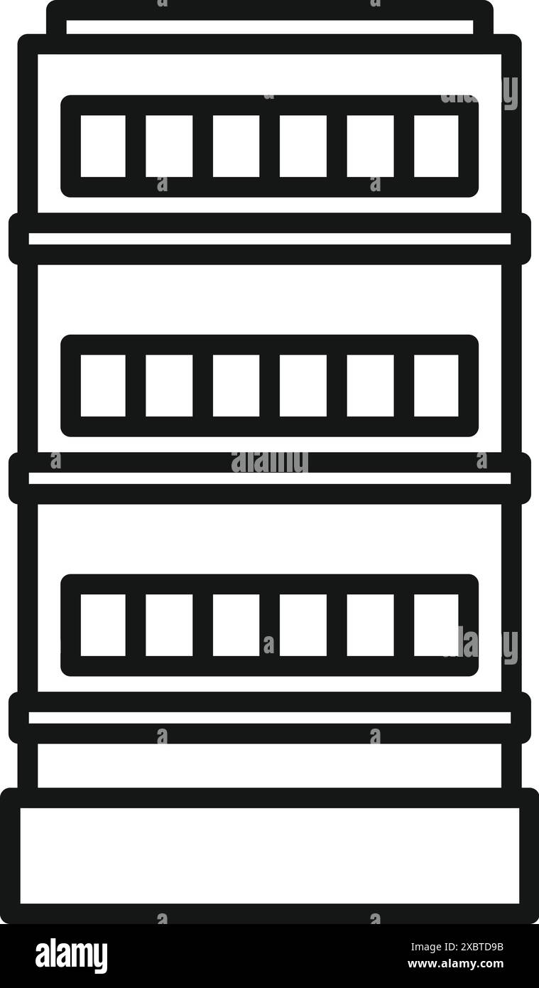 Simple line drawing of a three storey building, featuring multiple ...
