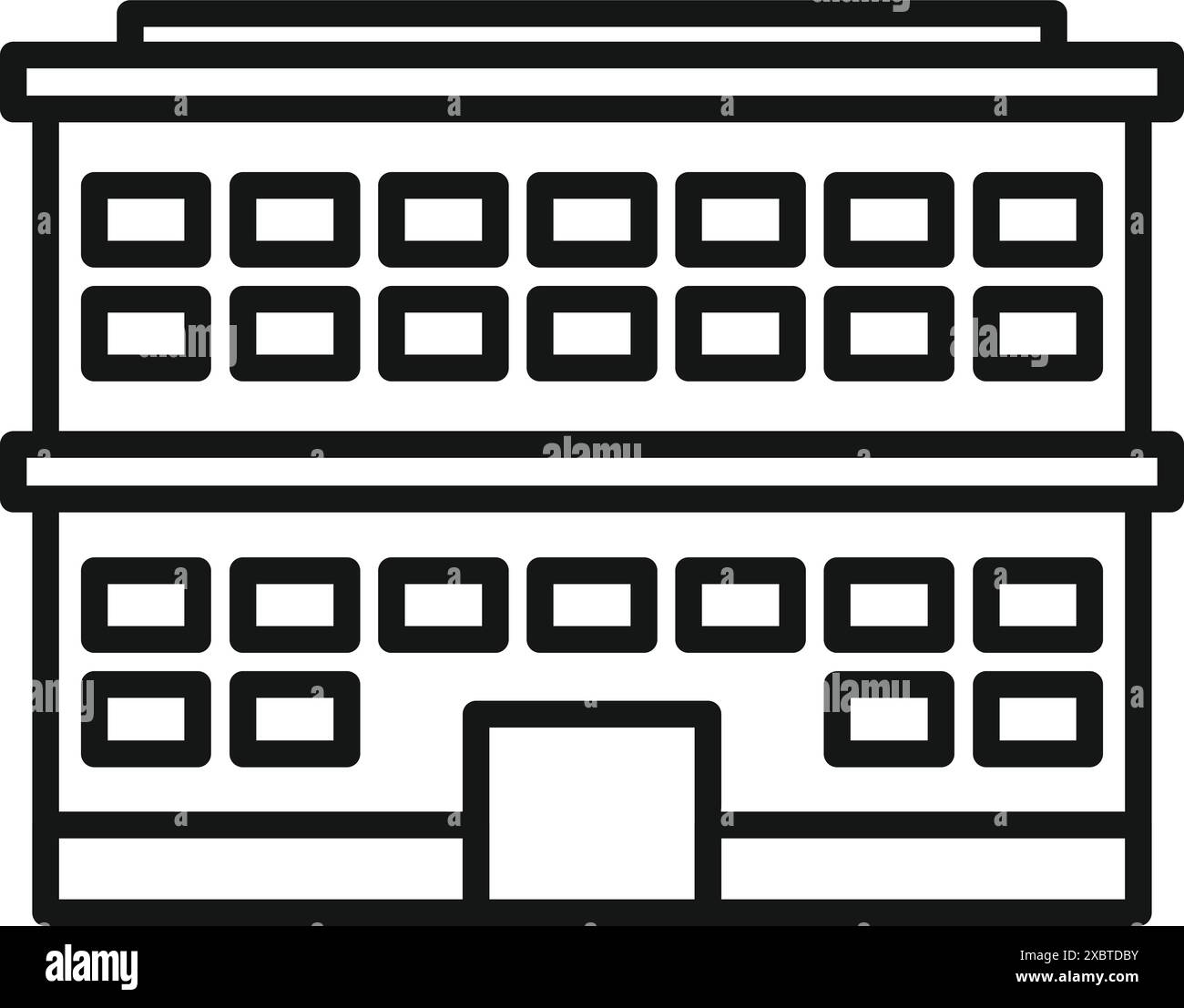 Simple and minimal line art icon of a two storey office building facade ...