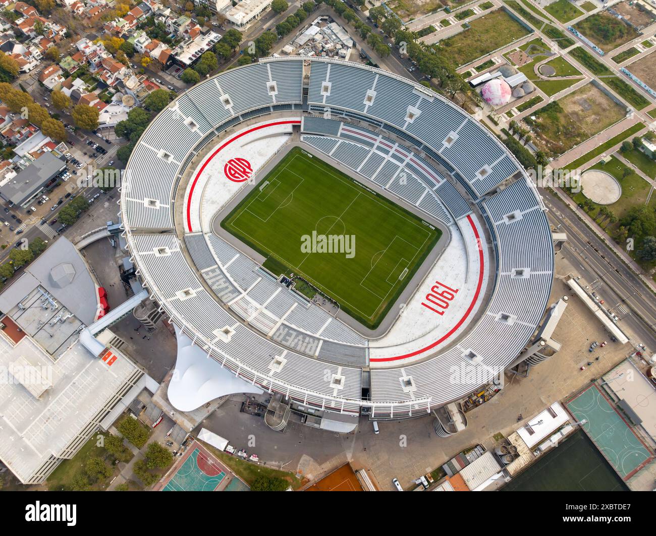 Buenos Aires, Argentina, April 6, 2023: Aerial view of the "River Plate ...