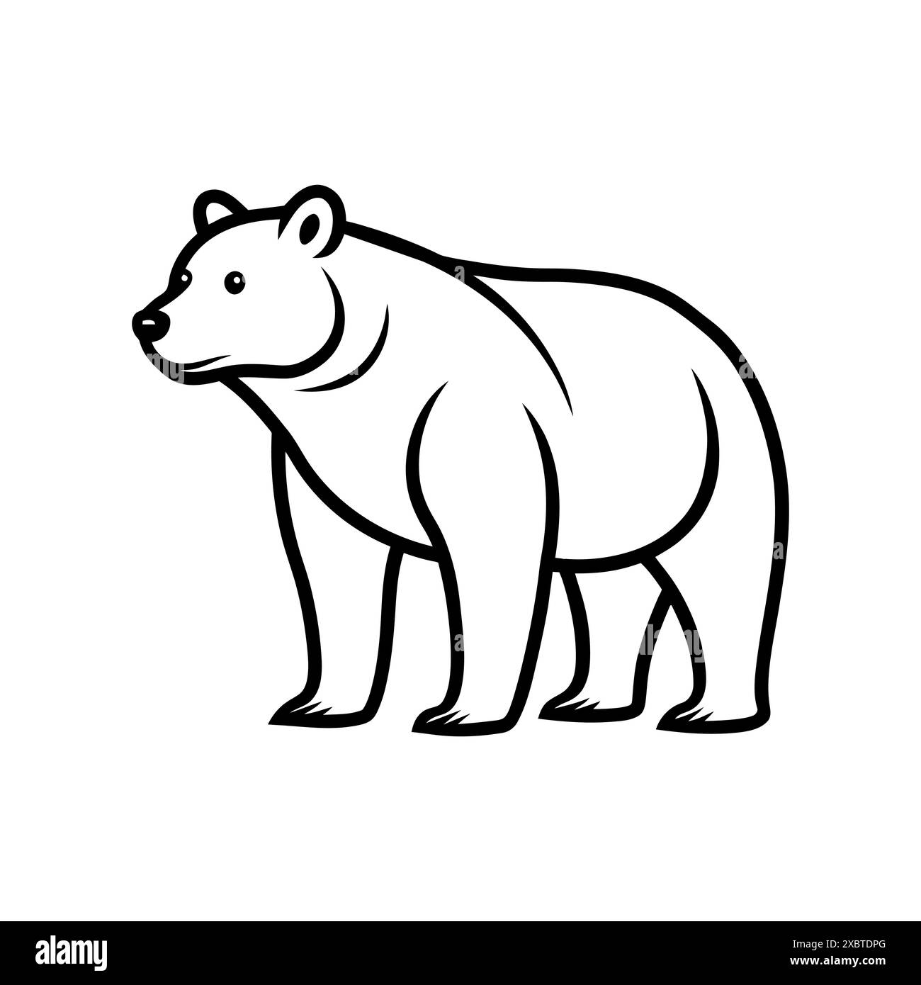 Bear icon. Minimalist black and white illustration of a bear standing ...