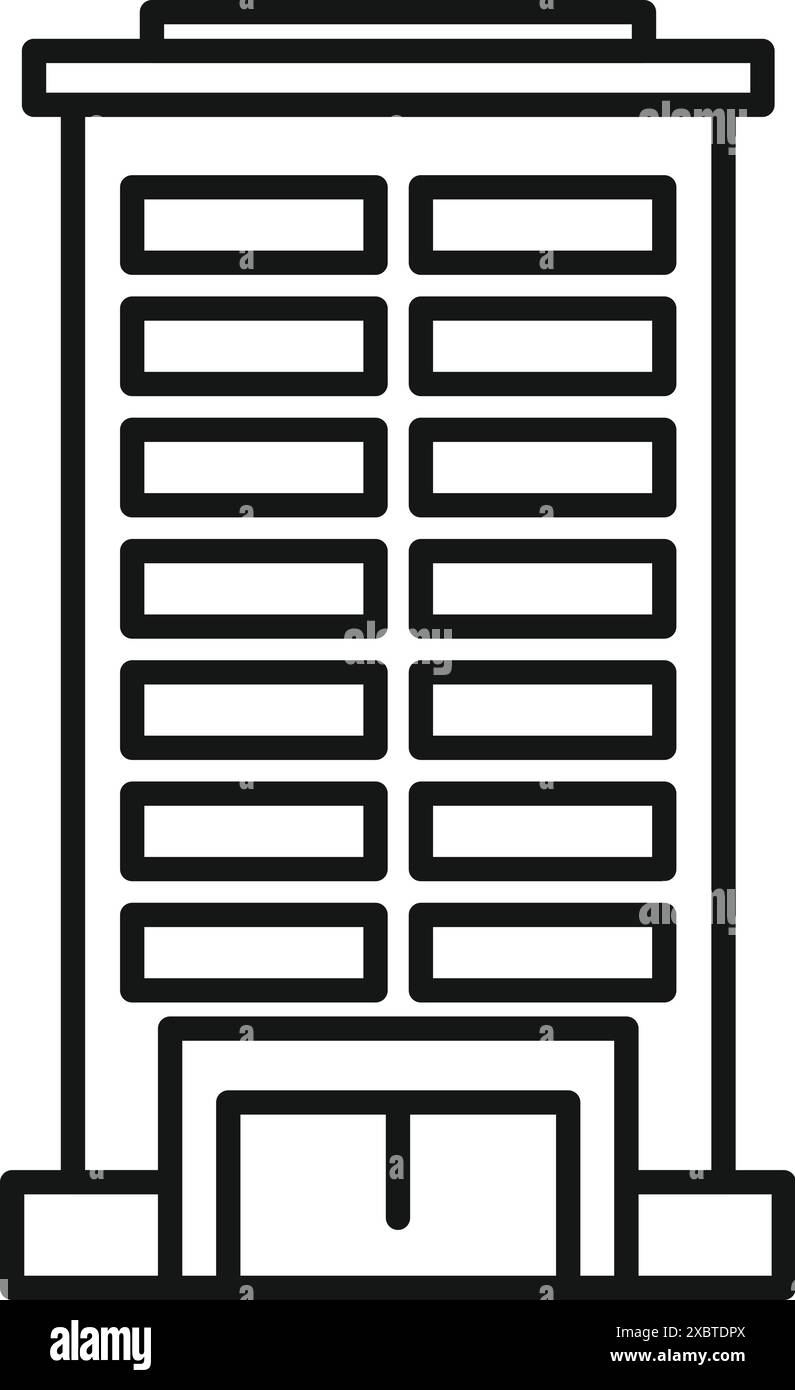 Line drawing of a modern city office building with large windows Stock ...
