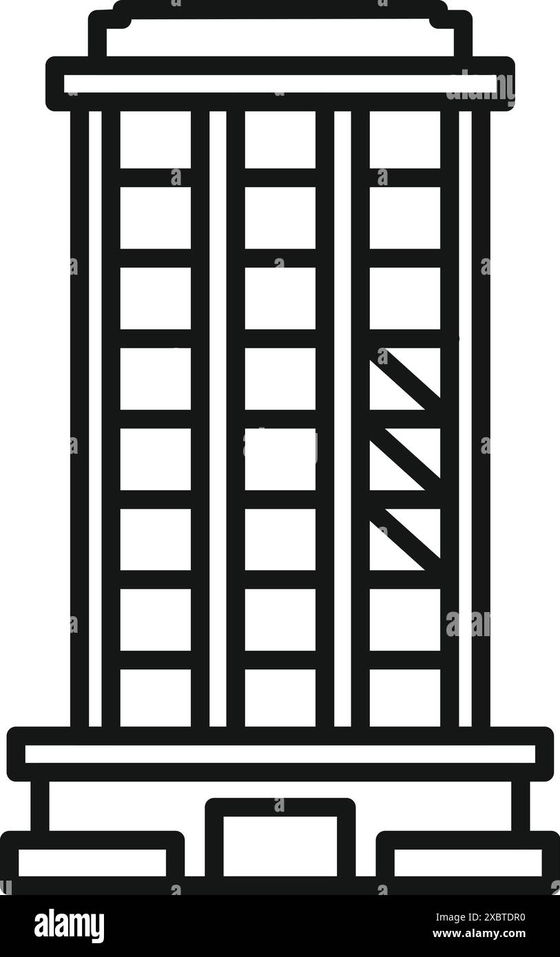 Simple line drawing of a modern city building, perfect for representing ...