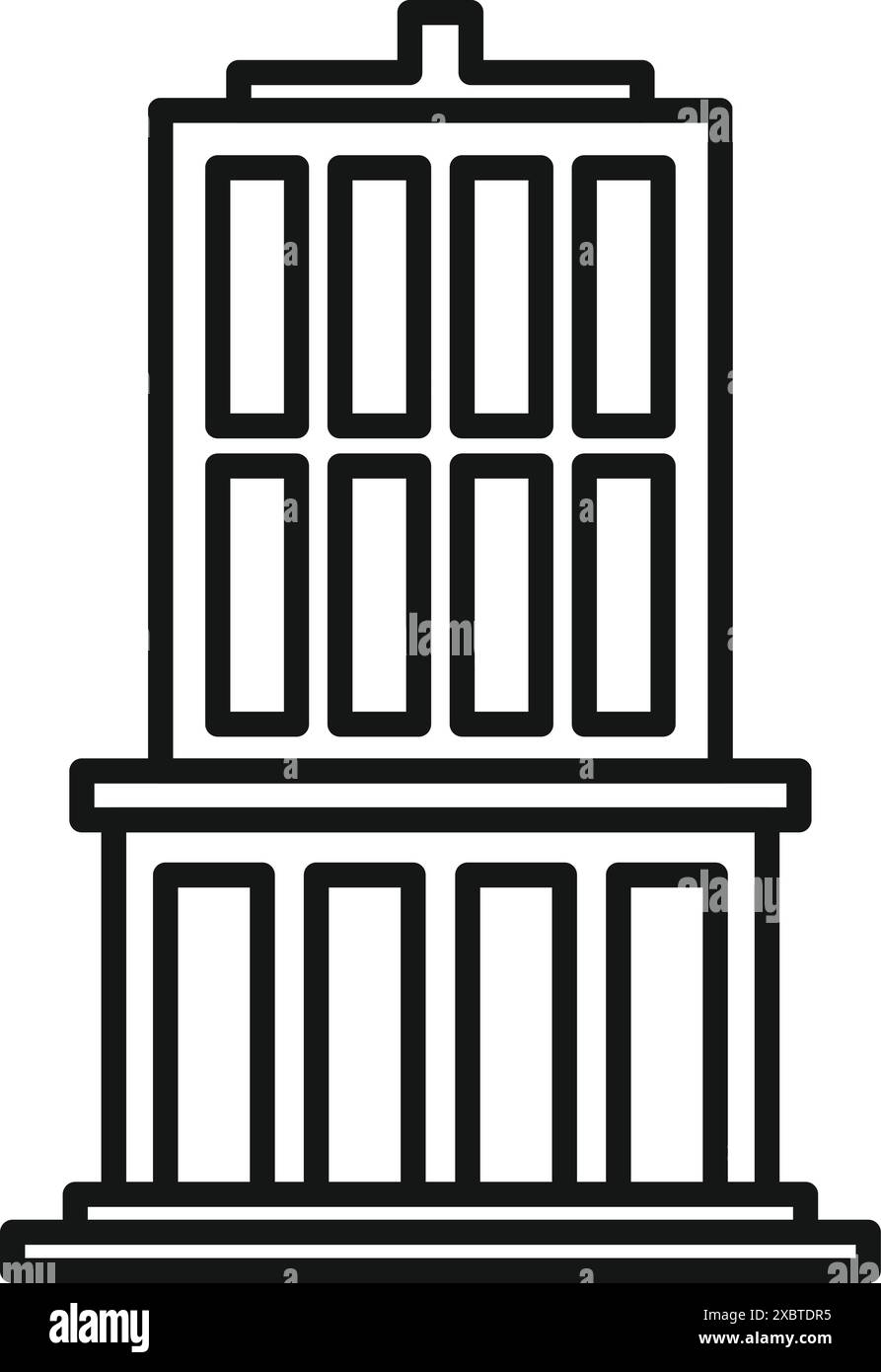 Simple icon of urban multi storey building with columns on the first ...