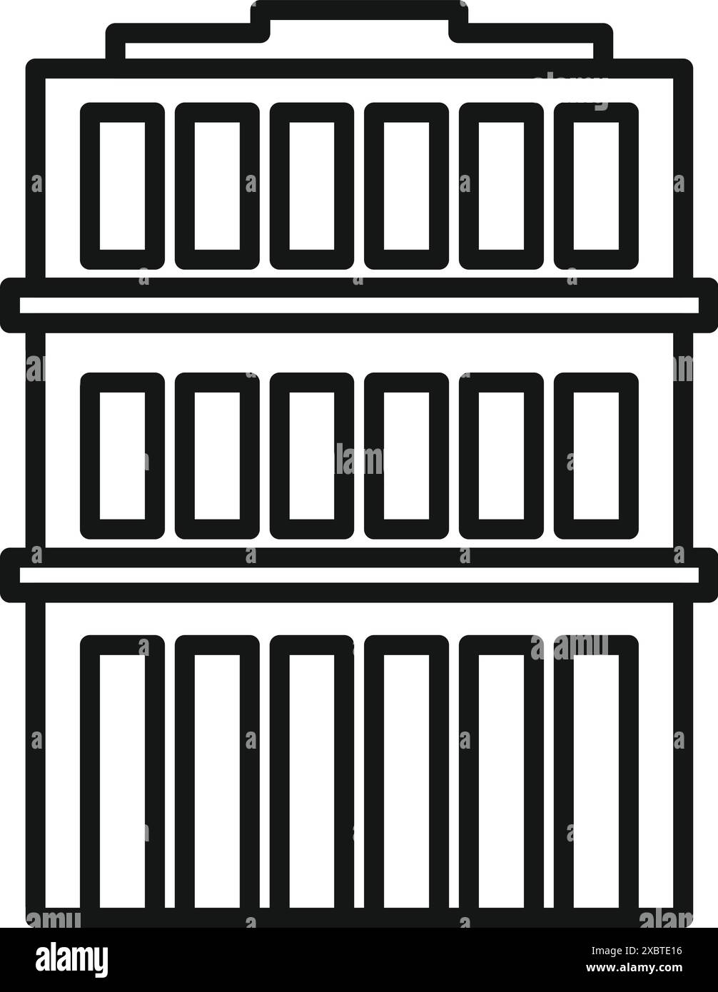 Simple line drawing of a multi story building representing urban ...