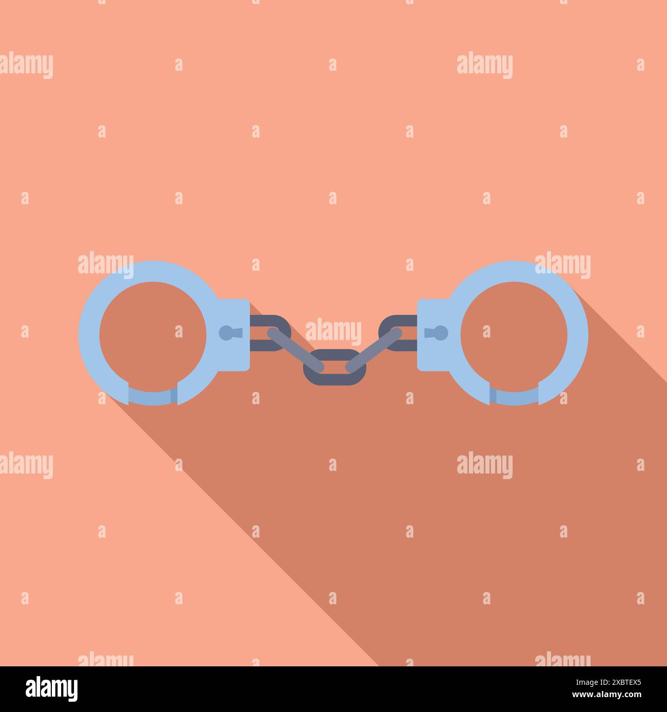 Steel handcuffs connected by metal chain lying on pink background Stock ...